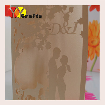 folded wedding invitation cards Pearl paper laser cut wedding party decoration love wedding invitation cards