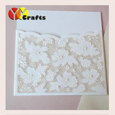 Elegant white pocket wedding invitation cards with pearls and envelop