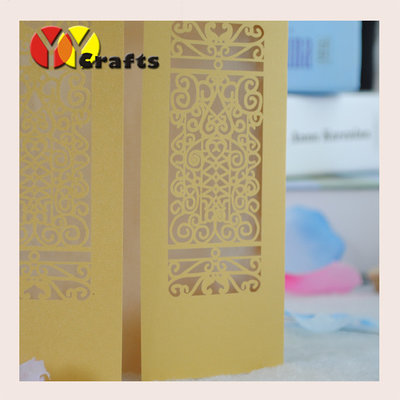 Newest gatefold gold color wedding favor invitation cards for wedding and party decoration