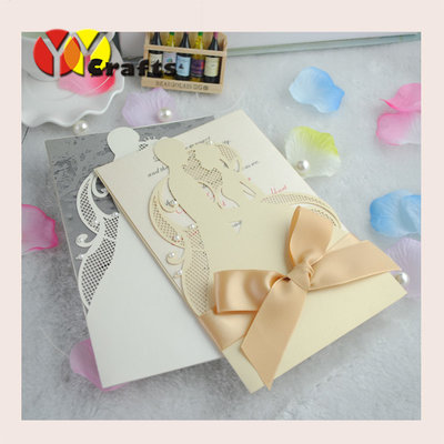 Elegant 5*7.5inch customize bride and groom wedding invitation card printing with rsvp card