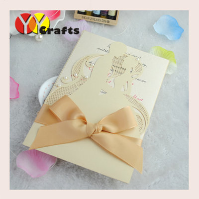 Elegant 5*7.5inch customize bride and groom wedding invitation card printing with rsvp card