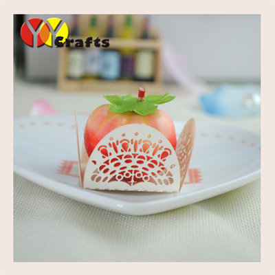 Small wedding cake boxes with four flaps cute design , White Cupcake Wrappers