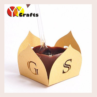 Chocolate paper cupcake wrappers laser cutting logo candle decoration