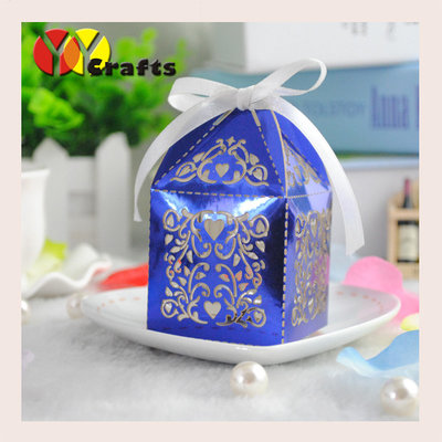 Metallic blue favour boxes for wedding high quality popular wedding gift boxes