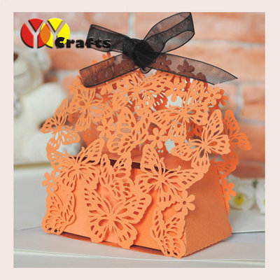 Butterfly Gift Boxes wedding cake boxes laser cutting with free ribbon