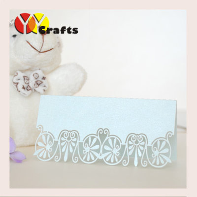 Lace Floral Wedding Table Place Cards Light Blue , Eco Friendly Seating Place Card