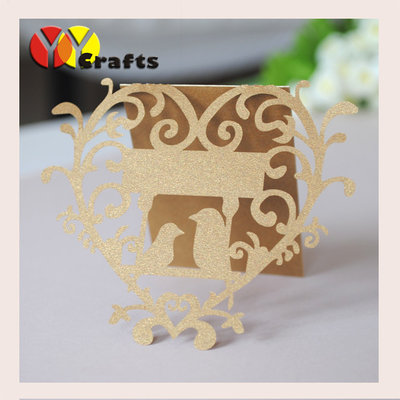 Love Birds Wedding Table Place Cards  with laser cutting name logo