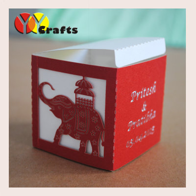 Free shipping elephant wedding boxes,laser cut elephant shape wedding boxes free logo