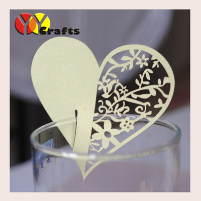 Wedding Place Card For Wine Glass , Heart Place Cards For Weddings