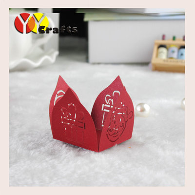 Red small candy bag laser cut Santa Claus design for Christmas sweets decoration
