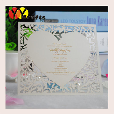 Brown Laser cut thank you cards with printed words heart shape