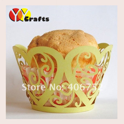 Flower cupcake wrapper 5*5cm orange color pearl paper laser cut cupcake wrappers