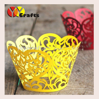 Birthday cupcake wrapper heart leaves laser cut cupcake wrapper for Birthday Party favors