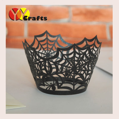 Halloween cobweb Laser Cut Cupcake Wrappers decorative black