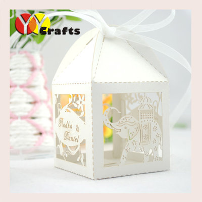 5X5 Cm Paper Personalised Wedding Favor Boxes Gift Candy Box Elephant Design