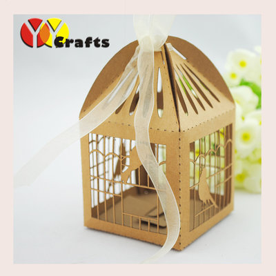 New Laser Cut Wedding Box Kraft paper candy paper box wedding party show candy box gifts Box with ribbon