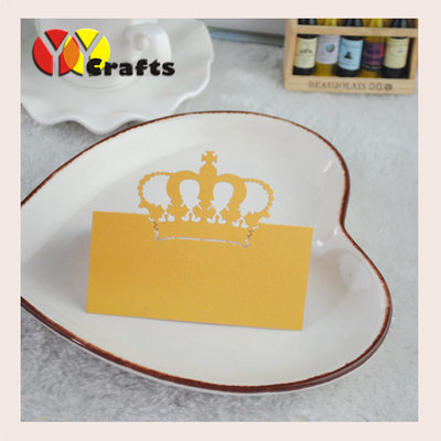 Crown Wedding Table Place Cards gold color paper hollow out elgant
