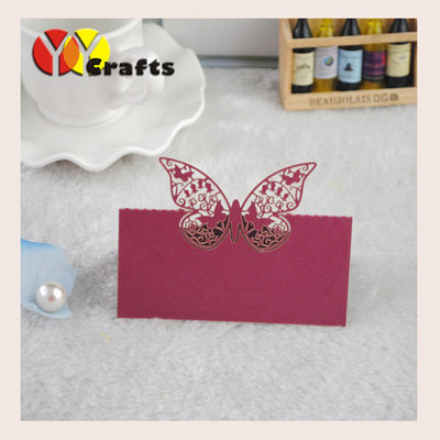 Wine Red butterfly table place cards , wedding party table decorations