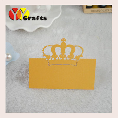 Crown Wedding Table Place Cards gold color paper hollow out elgant