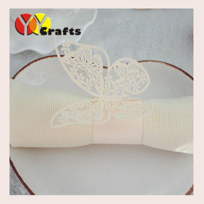 Cream pearl paper butterfly napkin ring , laser cutting napkin rings
