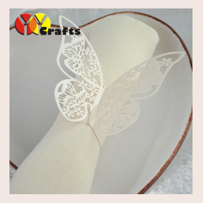 Cream pearl paper butterfly napkin ring , laser cutting napkin rings