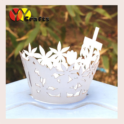Cross shape eco friendly paper handmade fancy baptism cup cake holder
