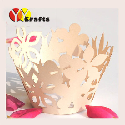 Laser Cut Cupcake Wrappers Muffin Decoration With Flower Leaves