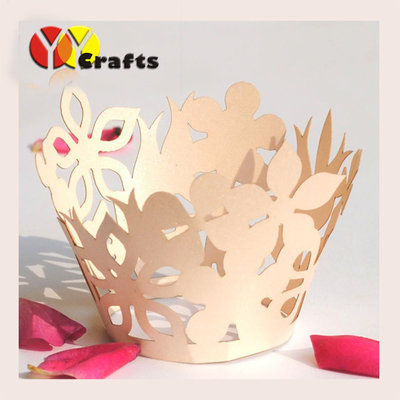 Laser Cut Cupcake Wrappers Muffin Decoration With Flower Leaves