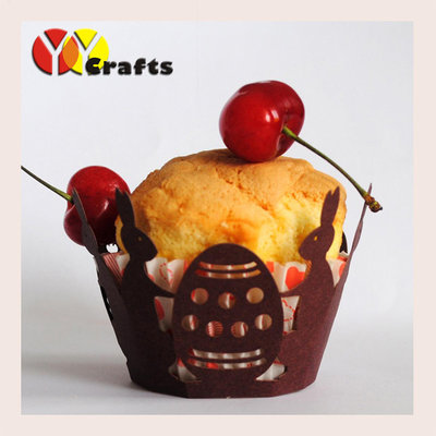 Laser cut cupcake wrappers wholesale wine red easter egg and rabbit for Easter