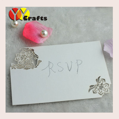 Laser cut  flower white Wedding Invitation Rsvp Card small card with printing
