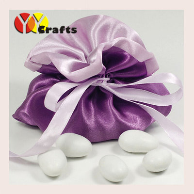 Luxury silk fabrics wedding candy bags , wedding sweet bag with ribbon