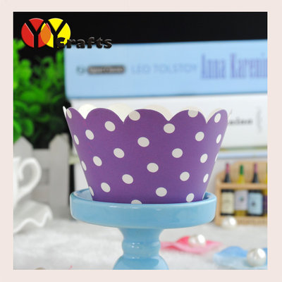 Party Colorful Cupcake Wrappers Dot Greaseproof , Purple Cupcake Holders