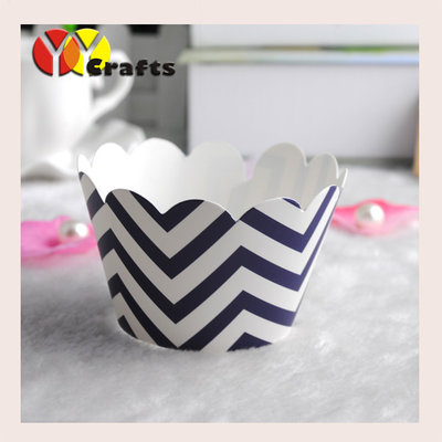 Striped Cupcake Wrappers Zebra Design White And Dark Blue