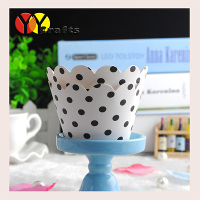 Colorful Cupcake Wrappers and cake wrappers black dots flower , lace cupcake wrapper