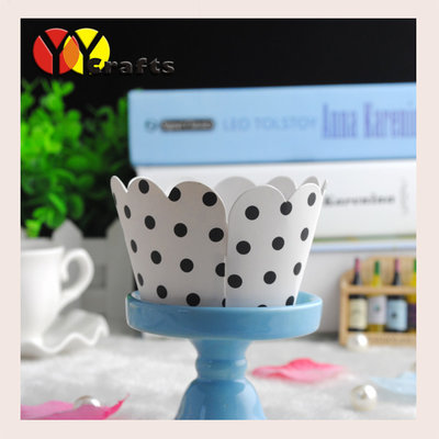 Colorful Cupcake Wrappers and cake wrappers black dots flower , lace cupcake wrapper