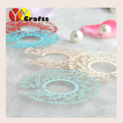 Blue heart shape laser cut wine claims wedding wine glass bottom decotations