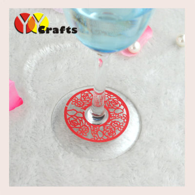 Personalized laser cut paper wine glass claims table decoration glass bottom claim
