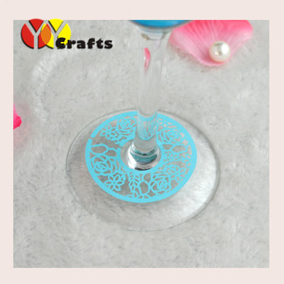 Personalized laser cut paper wine glass claims table decoration glass bottom claim