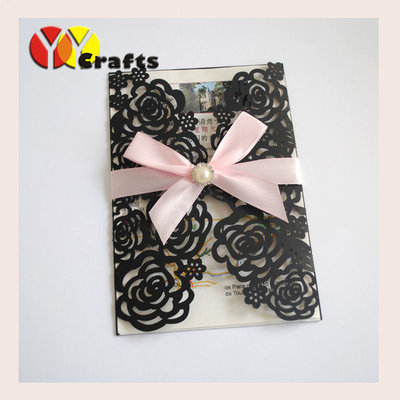 Luxury black wedding invitation card arabic rose conference invitation card