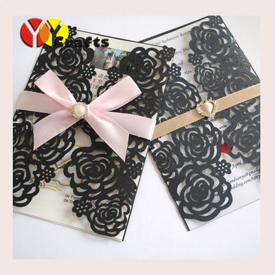 Luxury black wedding invitation card arabic rose conference invitation card