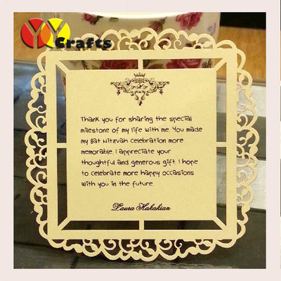 Laser cut Wedding Thank You Card  for guests , Printing Wedding Paper Card