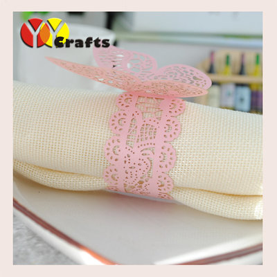 Pink butterfly wedding napkin rings for hotel , Butterfly Paper Napkins