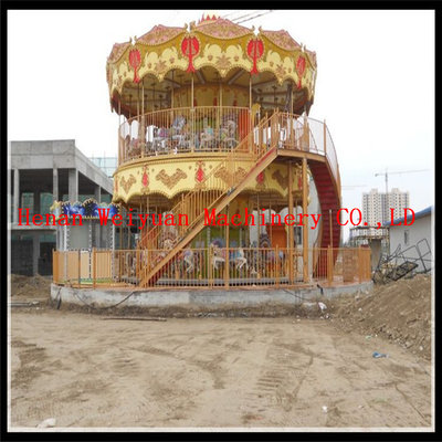 romantic amusement playground horse rides double floor carousel with LED light supplier
