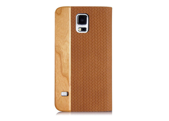 Wood Samsung Galaxy S5 Wallet Case Brown Personalized Leather Flip Phone Case