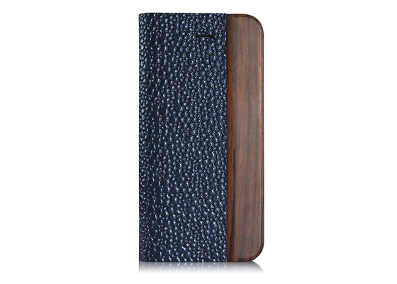 Customize Stylish Slim Wooden Leather Cell Phone Case , Mobile Phone Protection Case