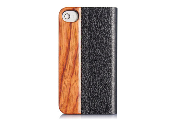 Recycled Hand Crafted iPhone Leather Folio Case Wood Mobile Phone Covers