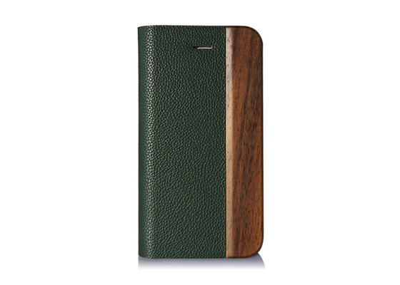 Personalized Luxury Leather Folio Wooden iPhone 4 Cover / Mobile Phone Protection Cases