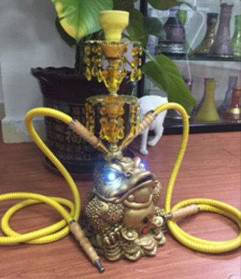 Woyu Chinese Toad Style Double Hoses Charcoal Resin Hookah Shisha with LED Light