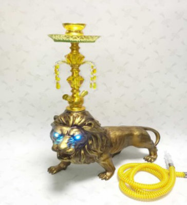 Woyu Lion Resign Hookah Golden Color Nargile Tobacco Shisha Coconut Carbon with LED Light