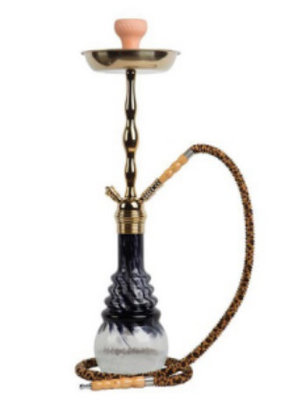 Colorful Glass Vase Zinc Alloy Hookah Shisha Nargile with Carbon Plate and Tobacco Bowls LED Light